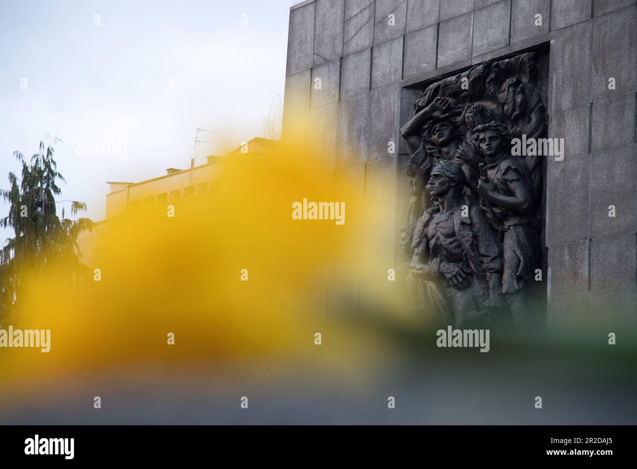 The Warsaw Ghetto Heroes Monument in Warsaw, Poland. In April 1943 ...