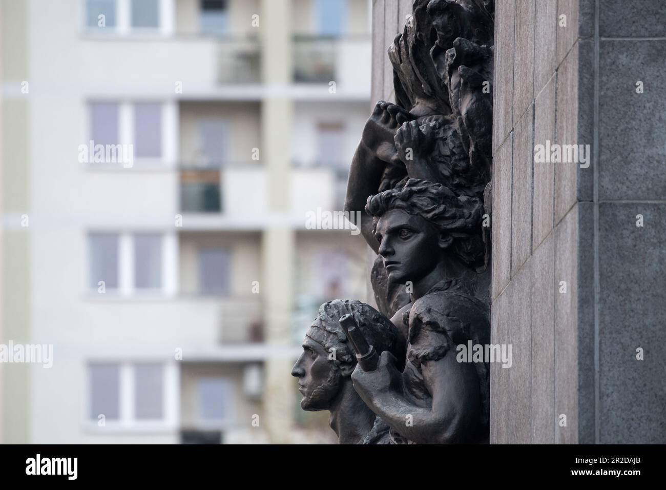 The Warsaw Ghetto Heroes Monument in Warsaw, Poland. In April 1943 ...