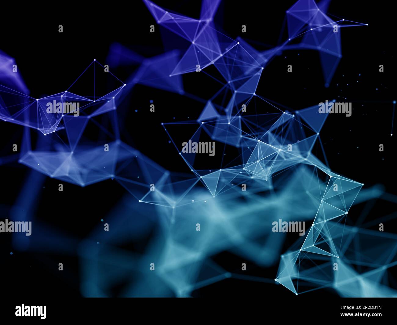 3D render of an abstract network technology background with low poly plexus design Stock Photo ...