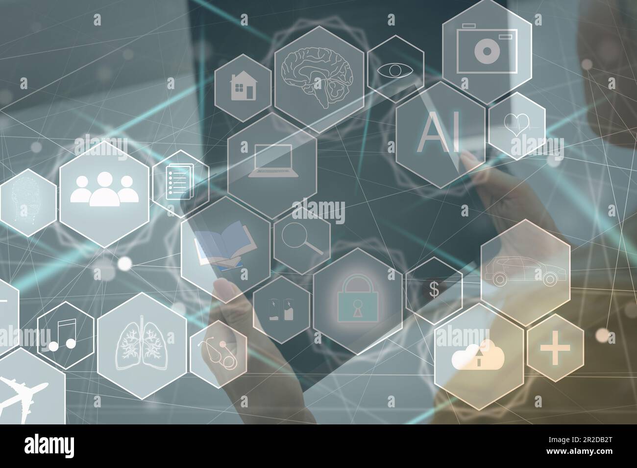 Human and technology concept. AI (Artificial Intelligence ...