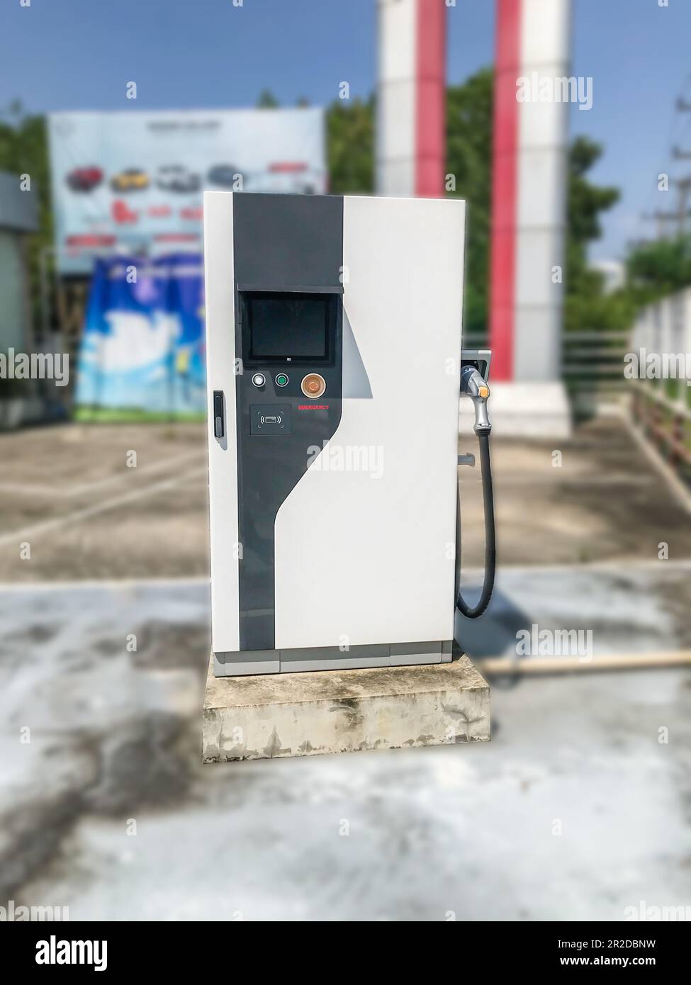 Closeup, selective focus, Signs for power supply for chargers electric ...