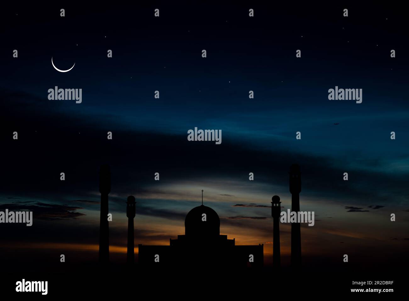 Concept the crescent moon the symbol of Islam begins the eid al Fitr ...