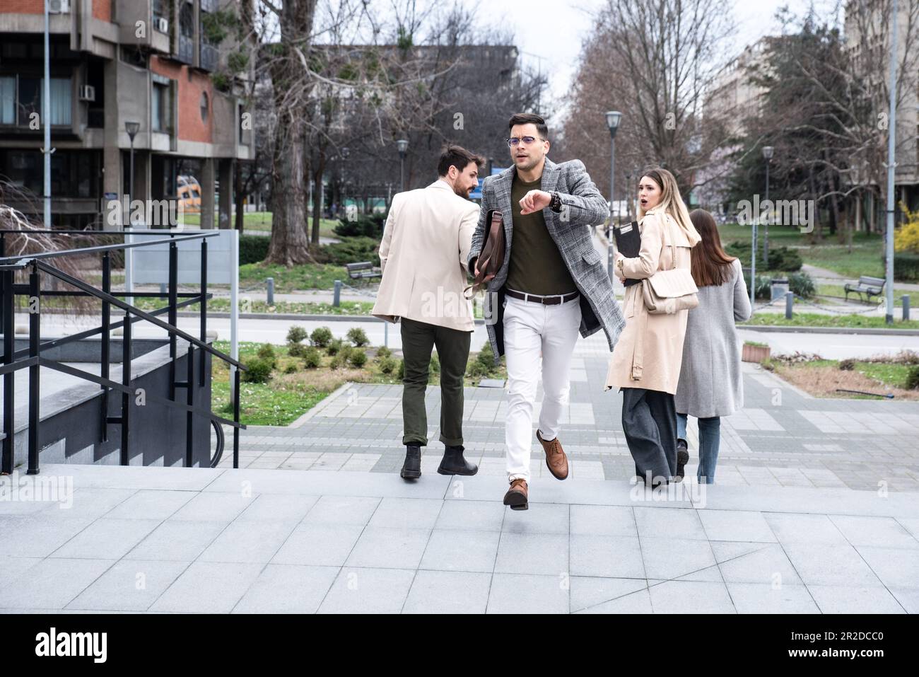 Business man running stairs hi-res stock photography and images - Alamy