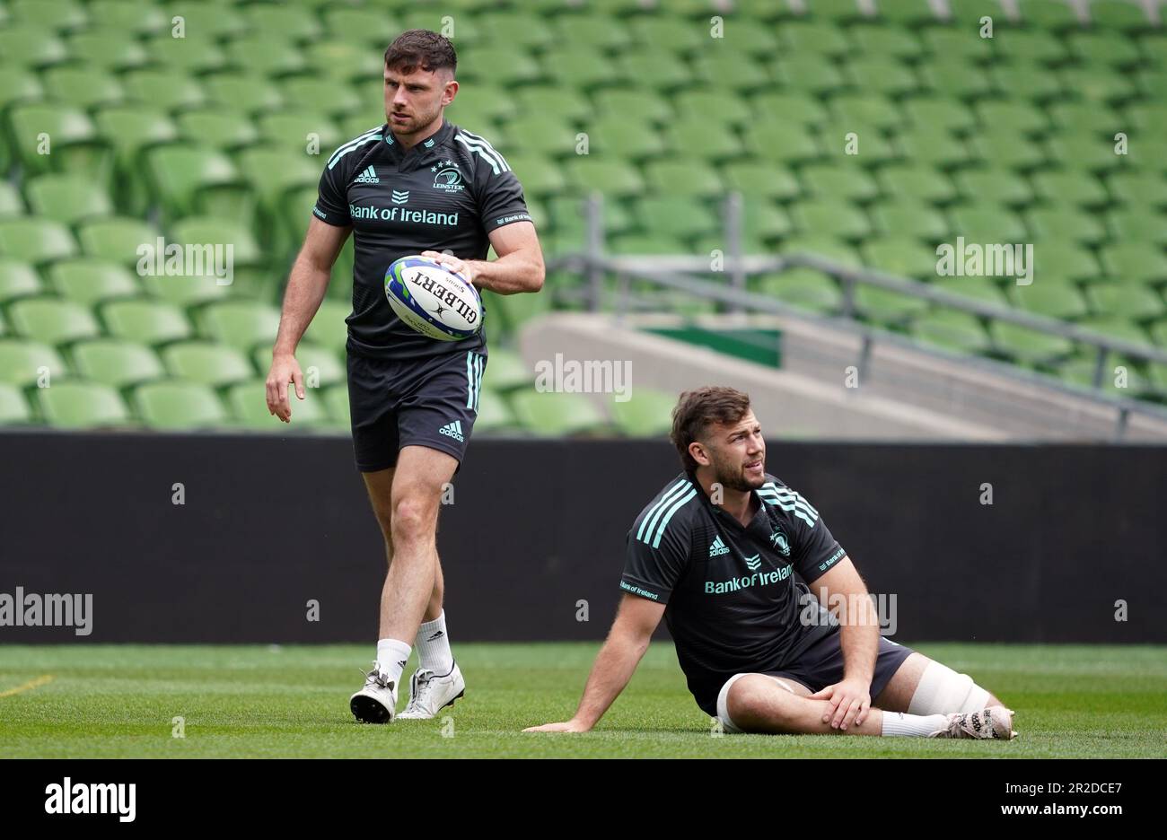Leinster's Hugo Keenan during the captain's run at Aviva Stadium ...