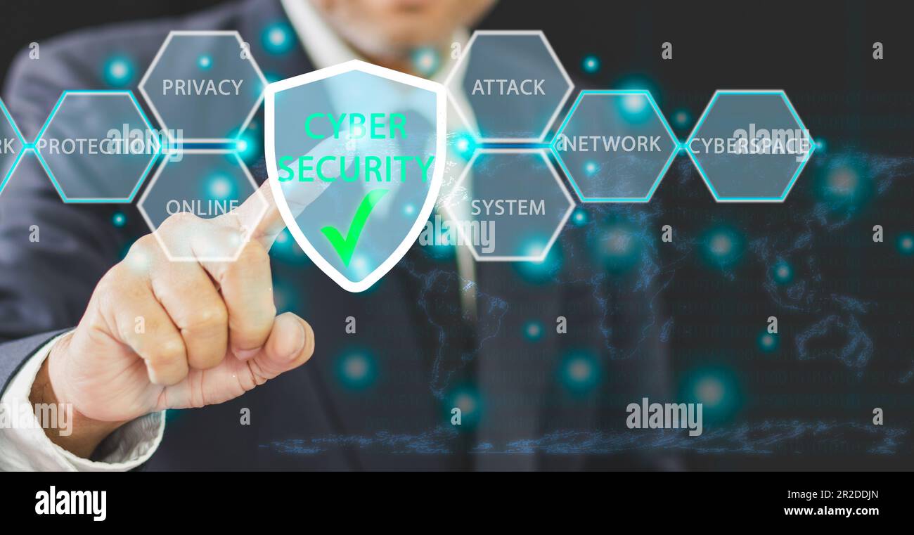 person man engineer touching icon on virtual screen to use technology ...