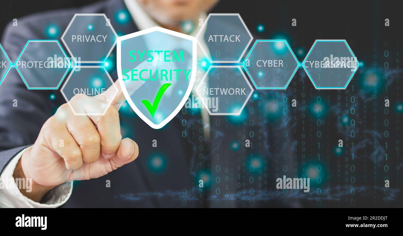 person man engineer touching icon on virtual screen to use technology ...