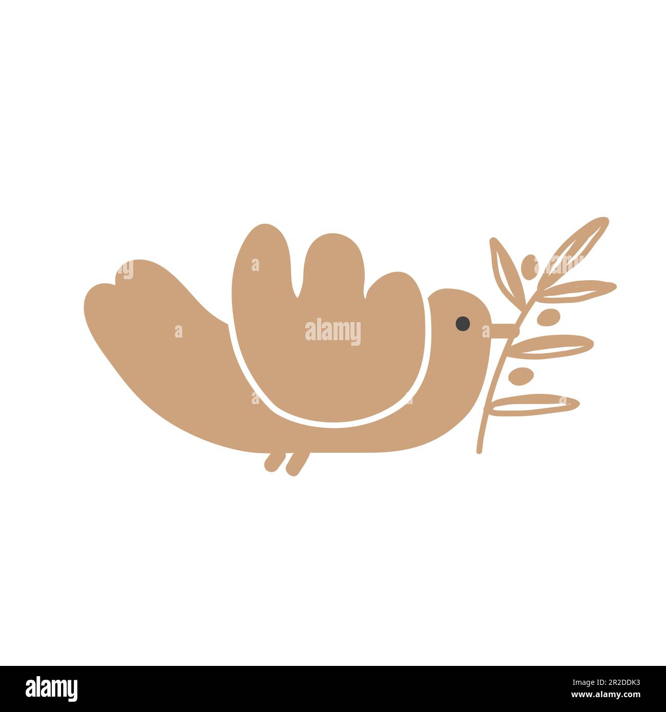 Cartoon bird with olive twig. Premium olive oil logo or element of ...