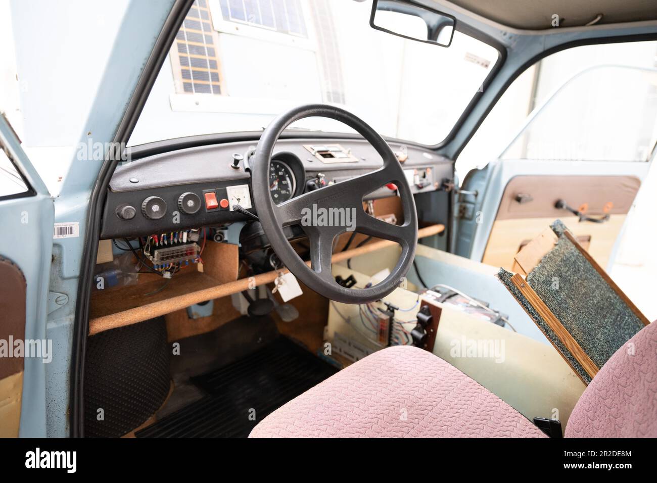 Dresden, Germany. 19th May, 2023. An electric Trabant is on display at ...