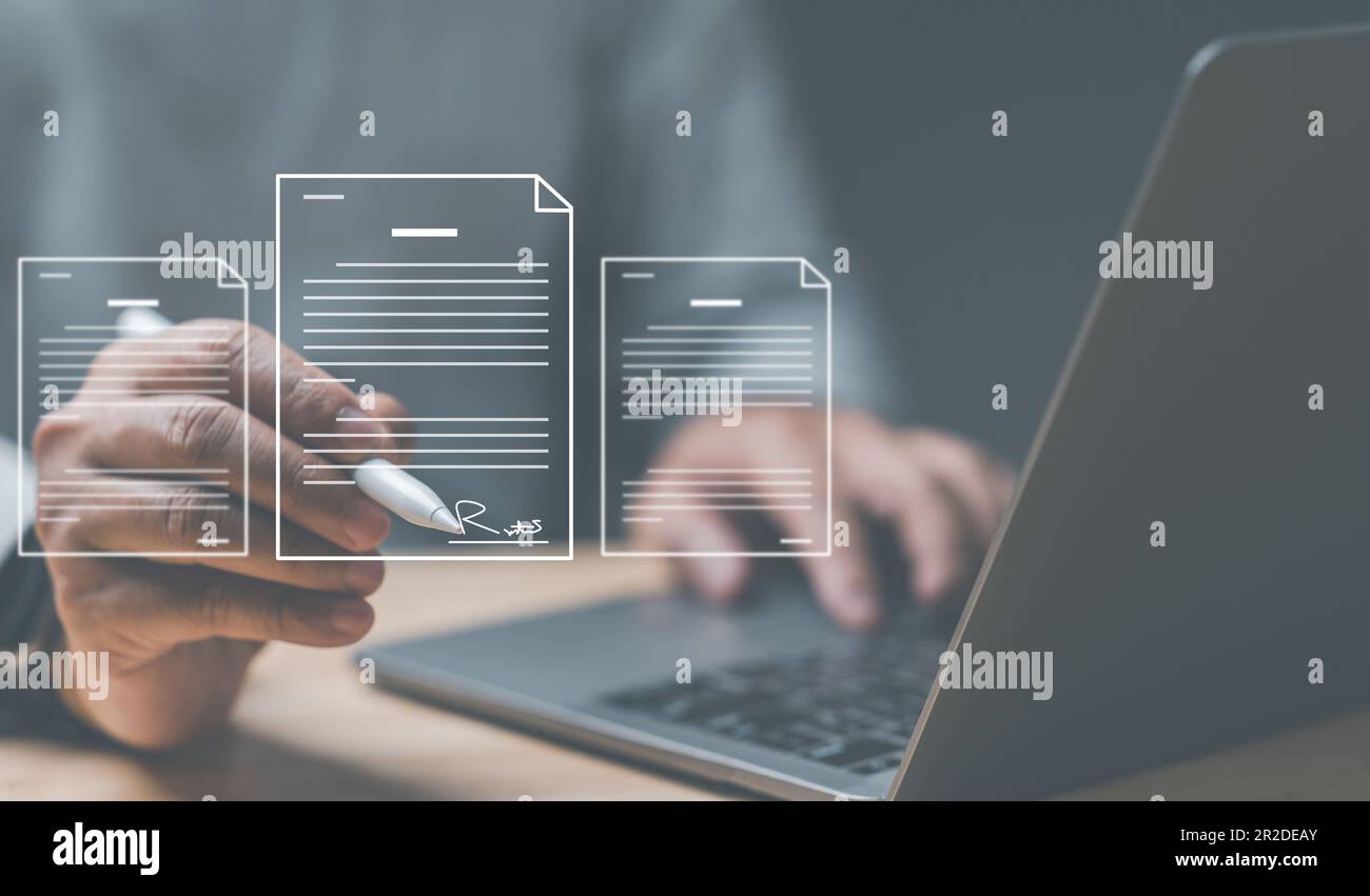 Signing business contract concept. Online business contract Electronic ...