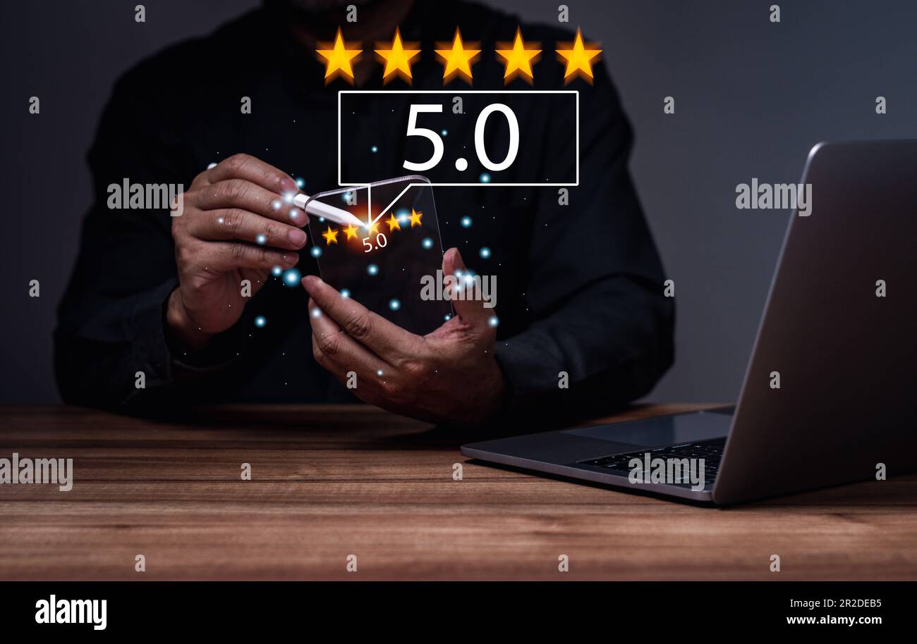 Customer service experience and business satisfaction survey. Woman ...