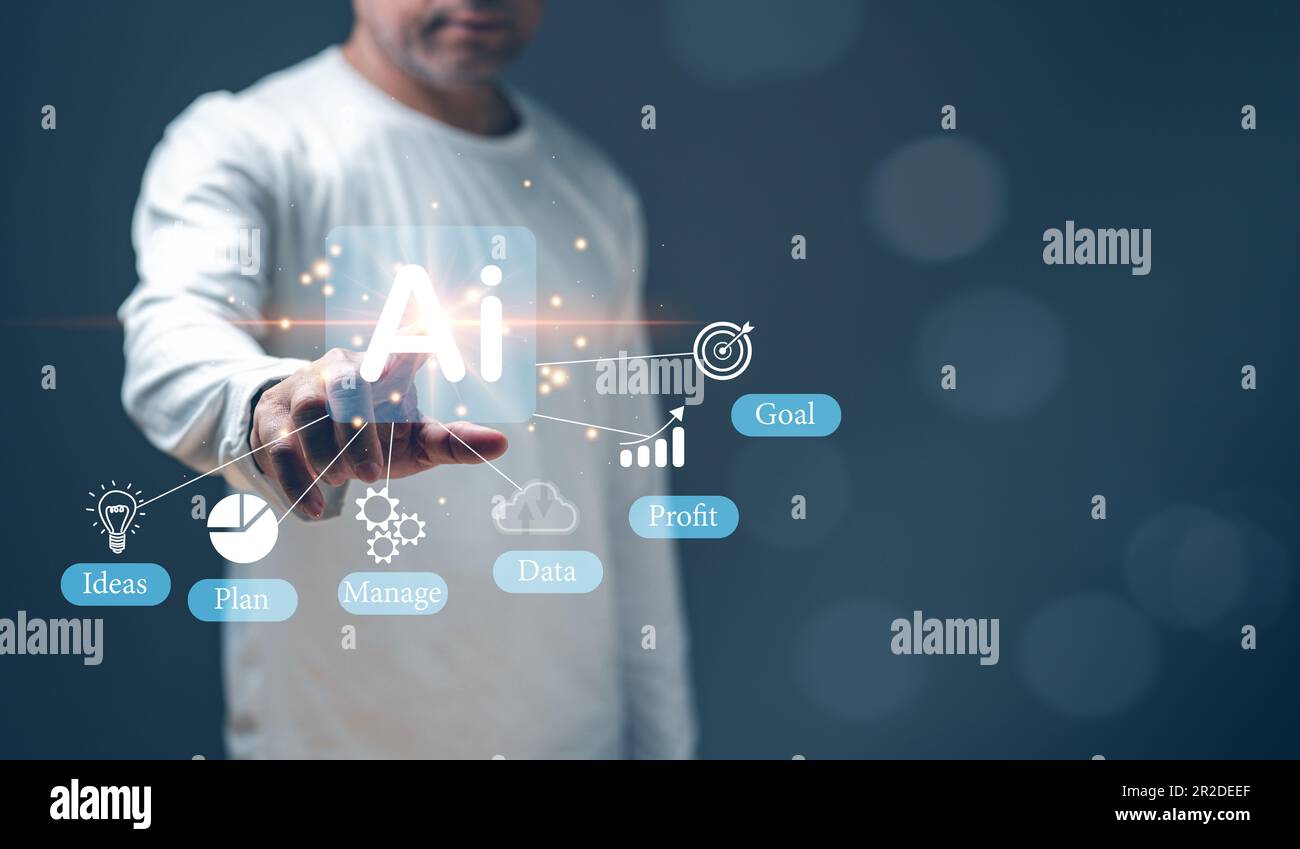 Businessman use technology Ai digital business 4.0 on current and ...