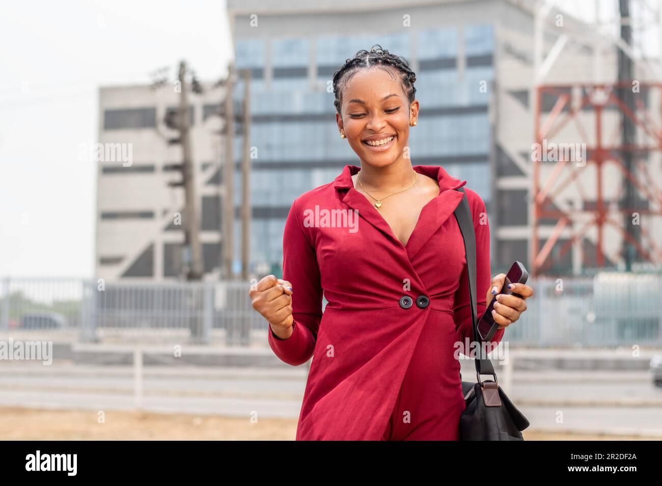beautiful young african lady feeling very happy Stock Photo - Alamy
