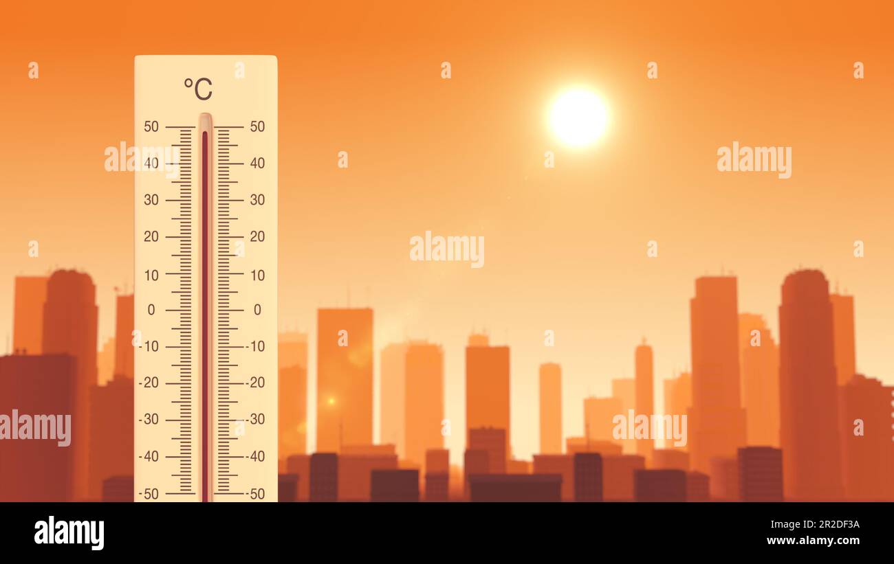 Global warming background with thermometer Stock Photo - Alamy