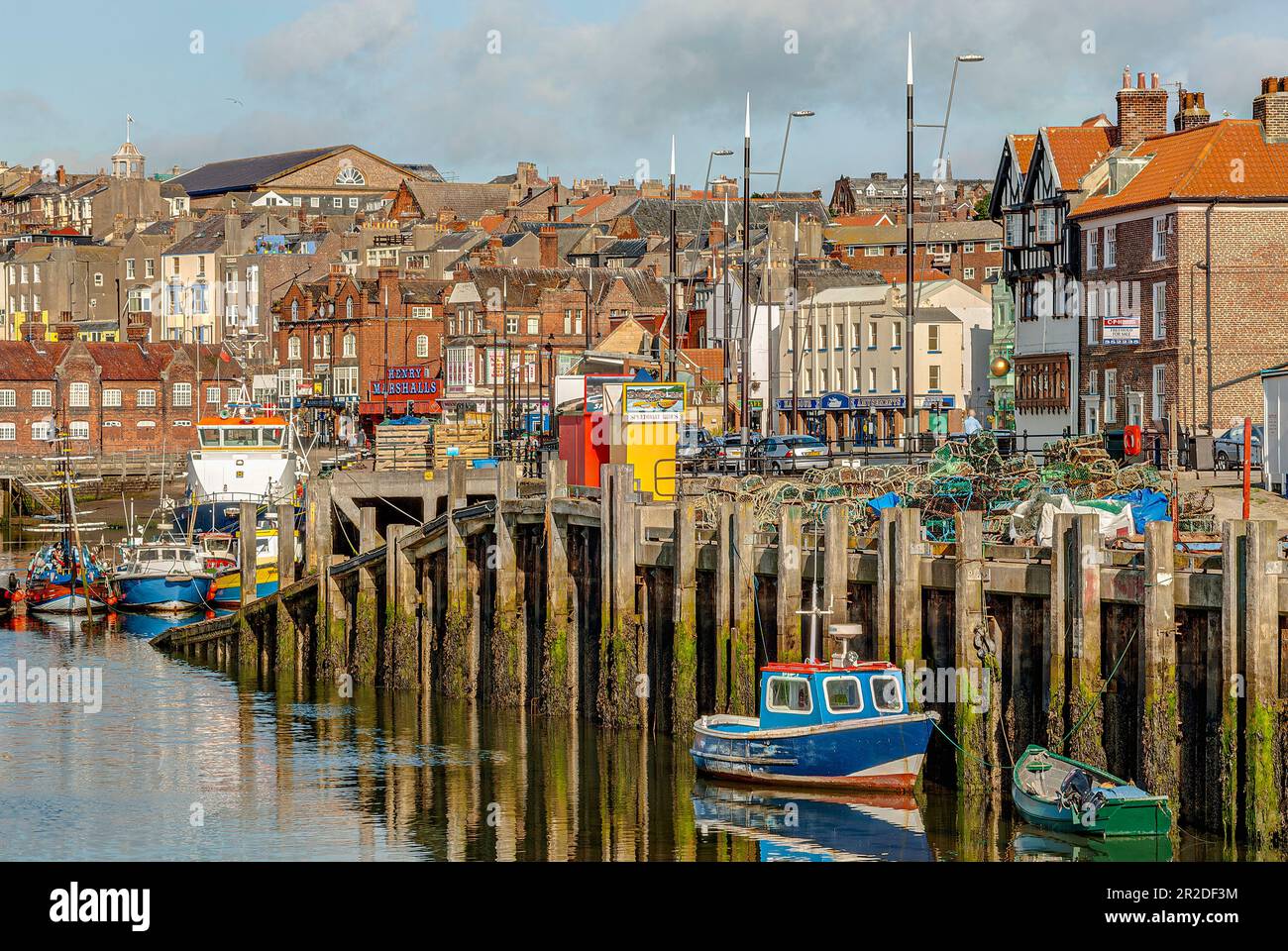 Fishing habour of Scarborough on the North Sea coast of North Yorkshire ...