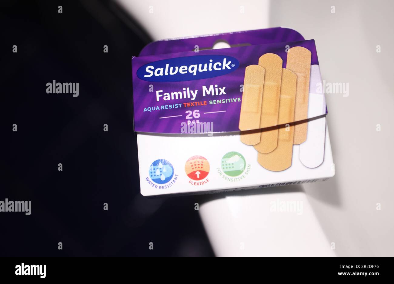 Different kinds of products in a bathroom, Salvequick band-Aid Stock ...