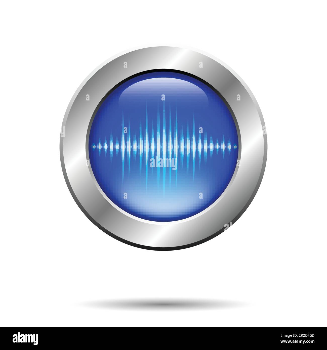 Silver button with blue sound wave sign Stock Vector Image & Art - Alamy