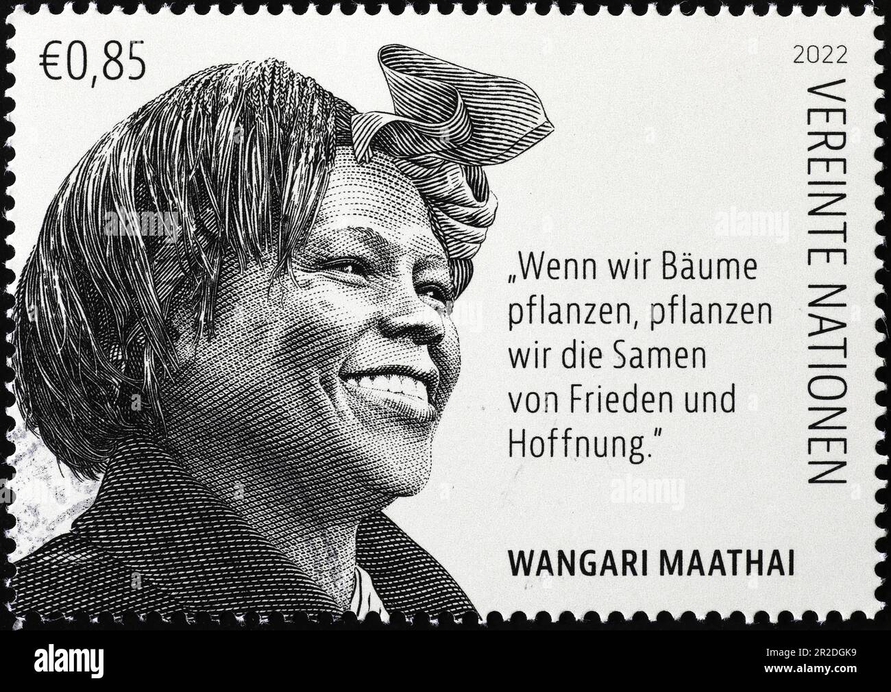 Beautiful portrait of Wangari Maathai on postage stamp of United ...