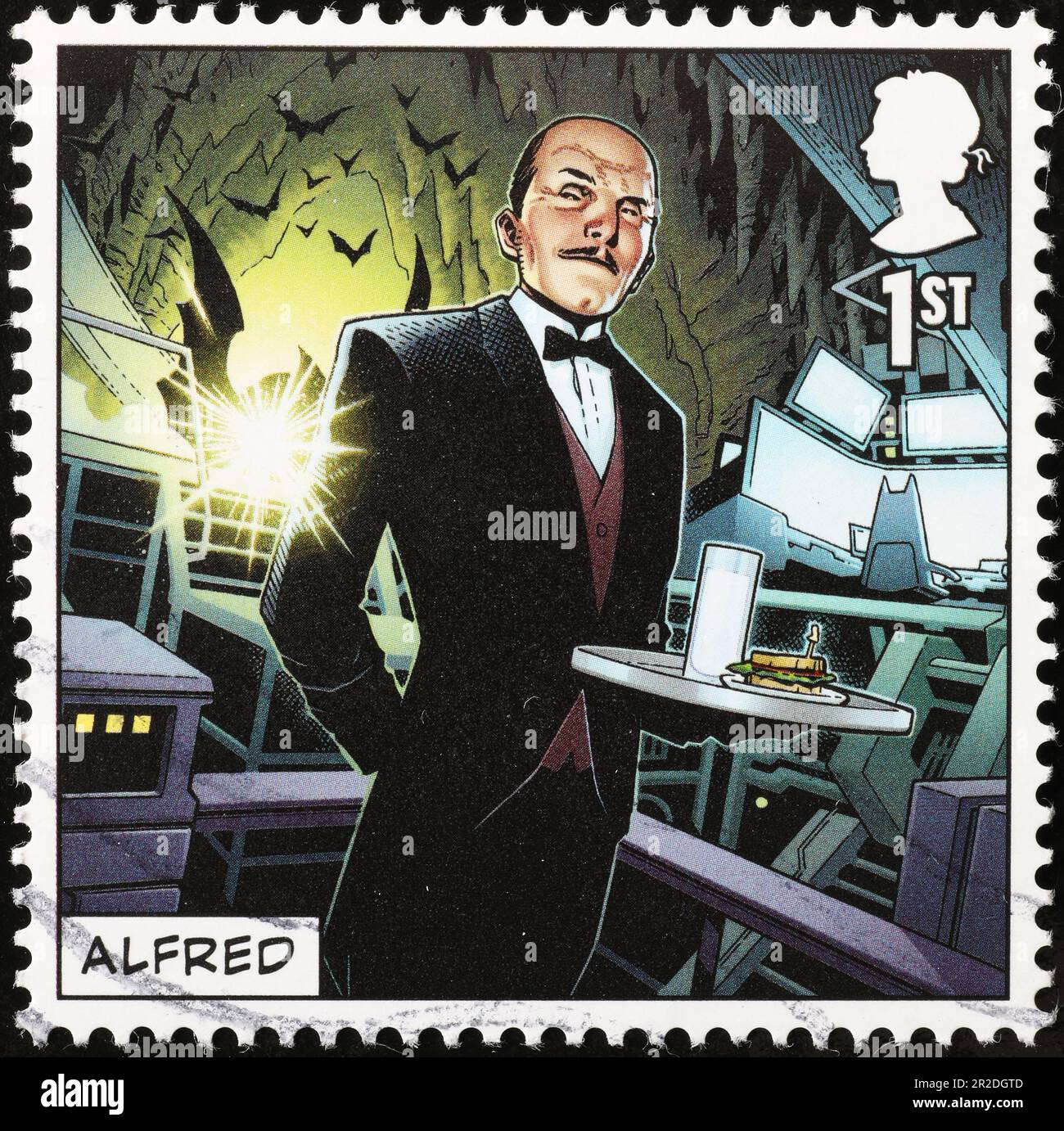 Cartoon Alfred on british postage stamp Stock Photo - Alamy