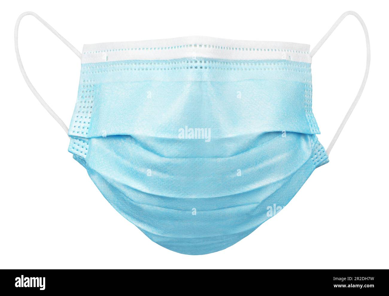 Blue medical protective face or surgical mask isolated on white ...