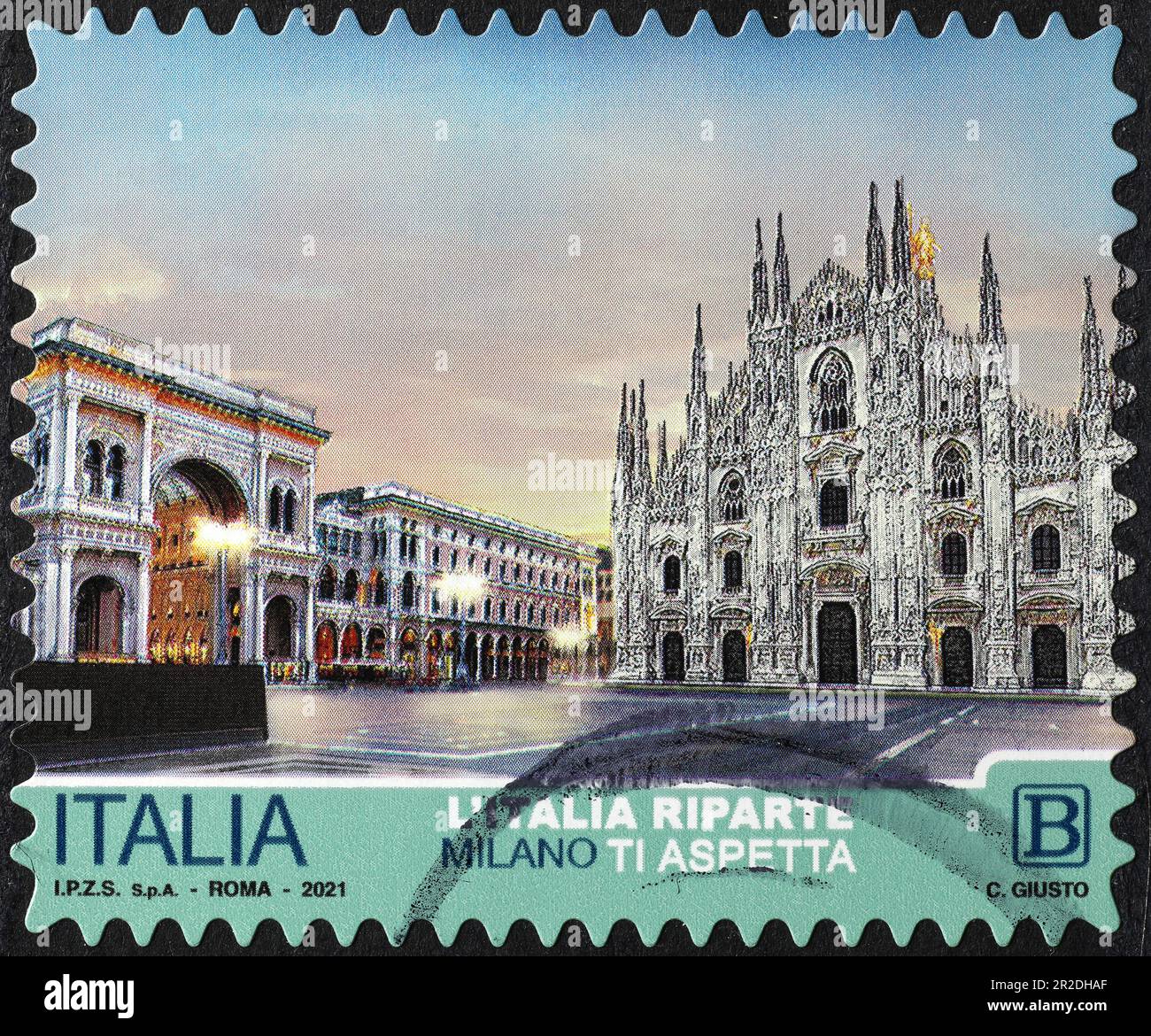 Cathedral of Milan on italian postage stamp Stock Photo - Alamy