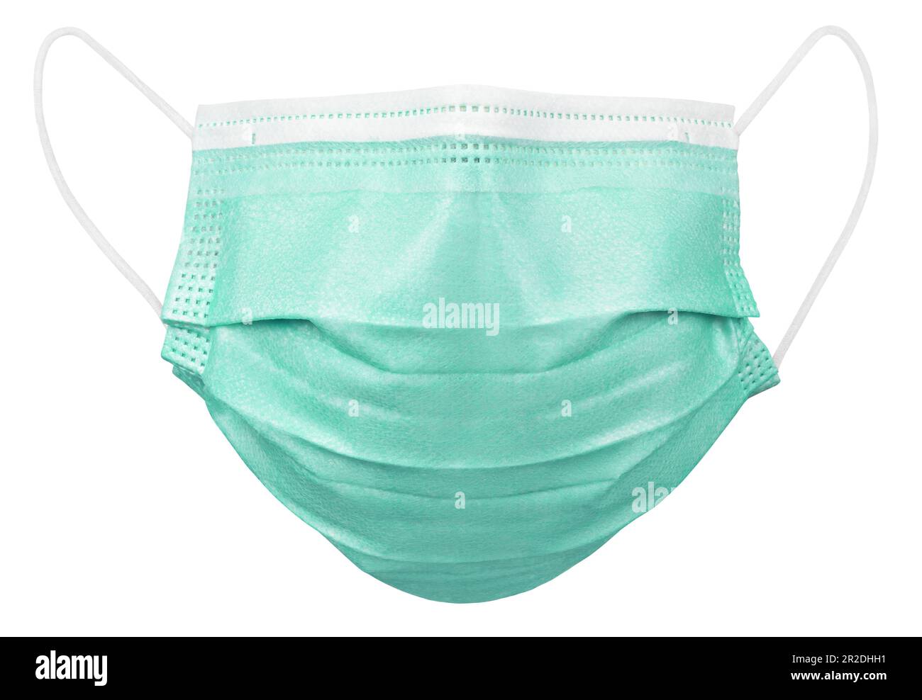 Green medical protective face or surgical mask isolated on white ...