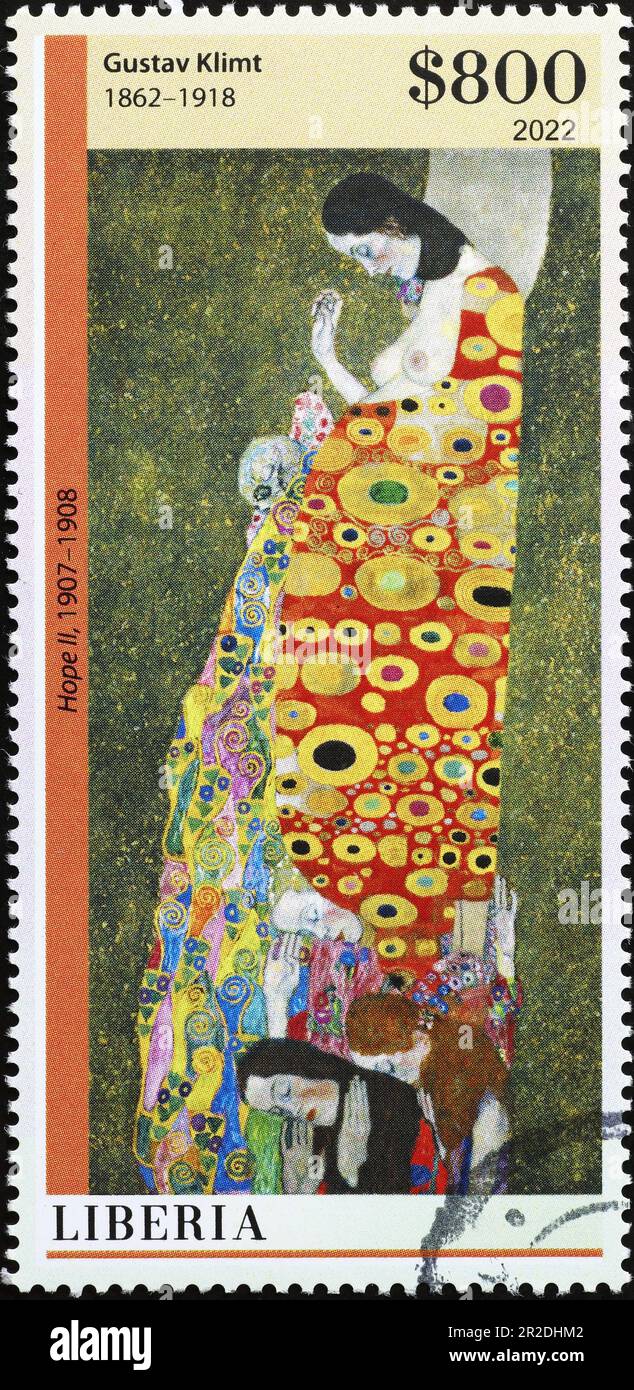 Hope II by Gustav Klimt on postage stamp Stock Photo - Alamy