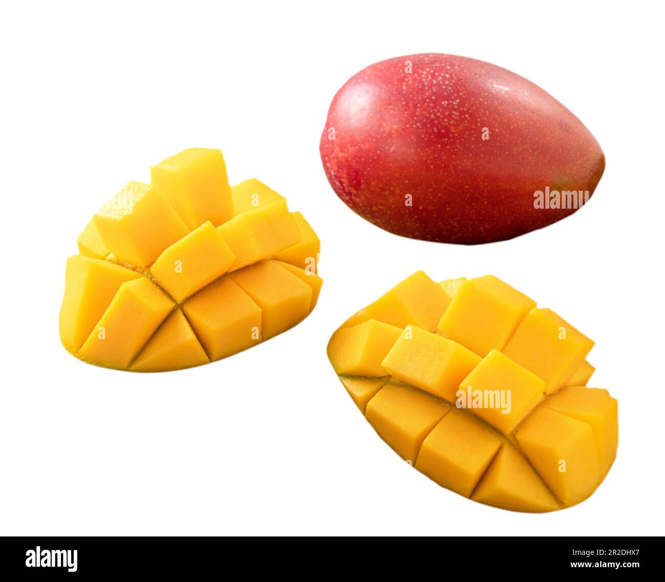 Beautiful delicious ripe mango isolated on white table background ...