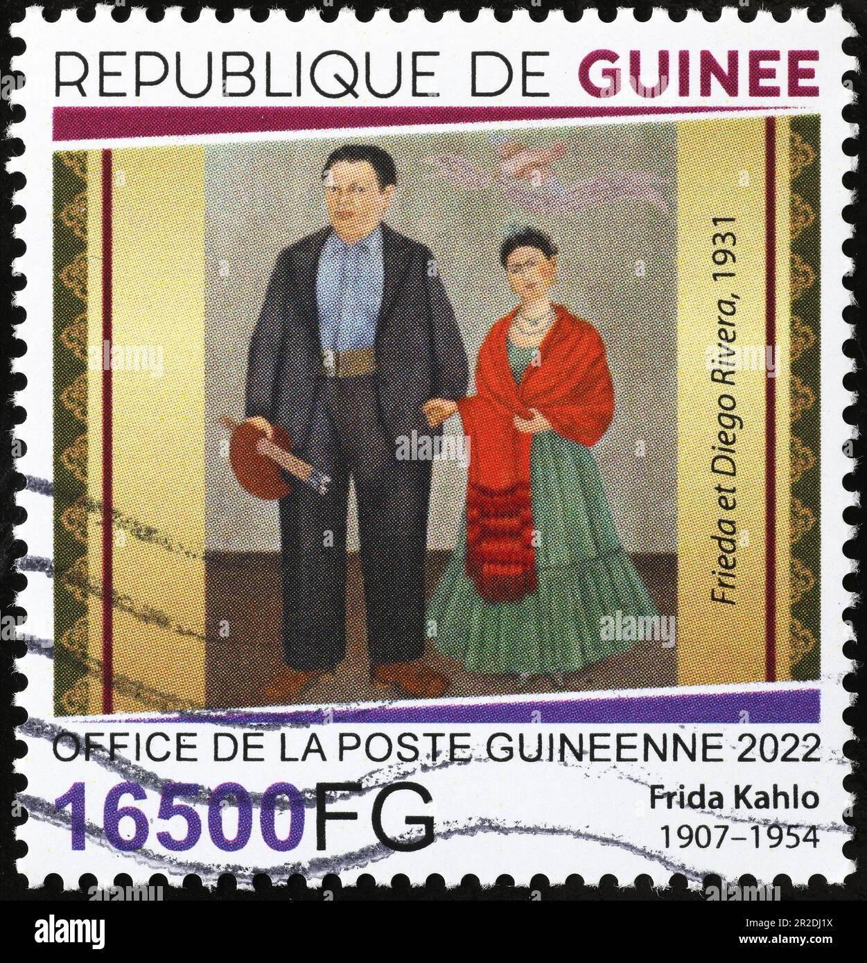 Portrait of Diego Rivera and Frida Kahlo on postage stamp Stock Photo ...