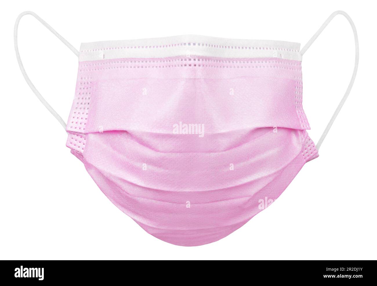 Pink medical protective face or surgical mask isolated on white ...