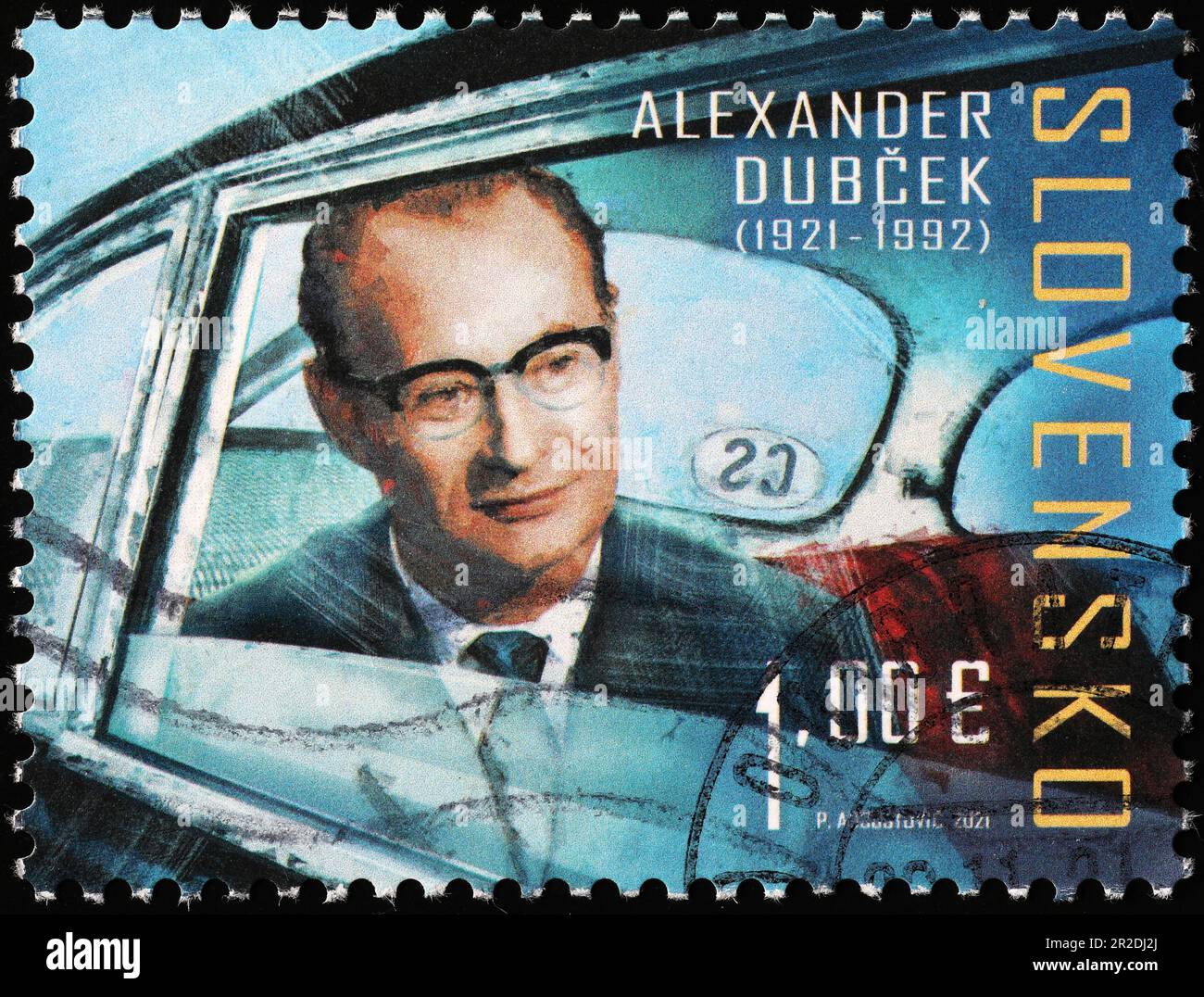 Politician Alexander Dubcek on slovak postage stamp Stock Photo - Alamy