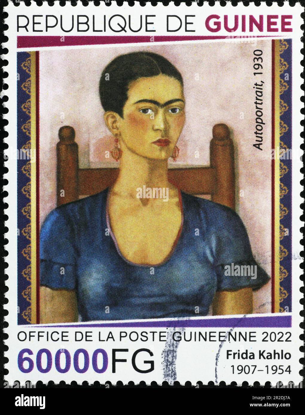Self portrait by a young Frida Kahlo on stamp Stock Photo - Alamy