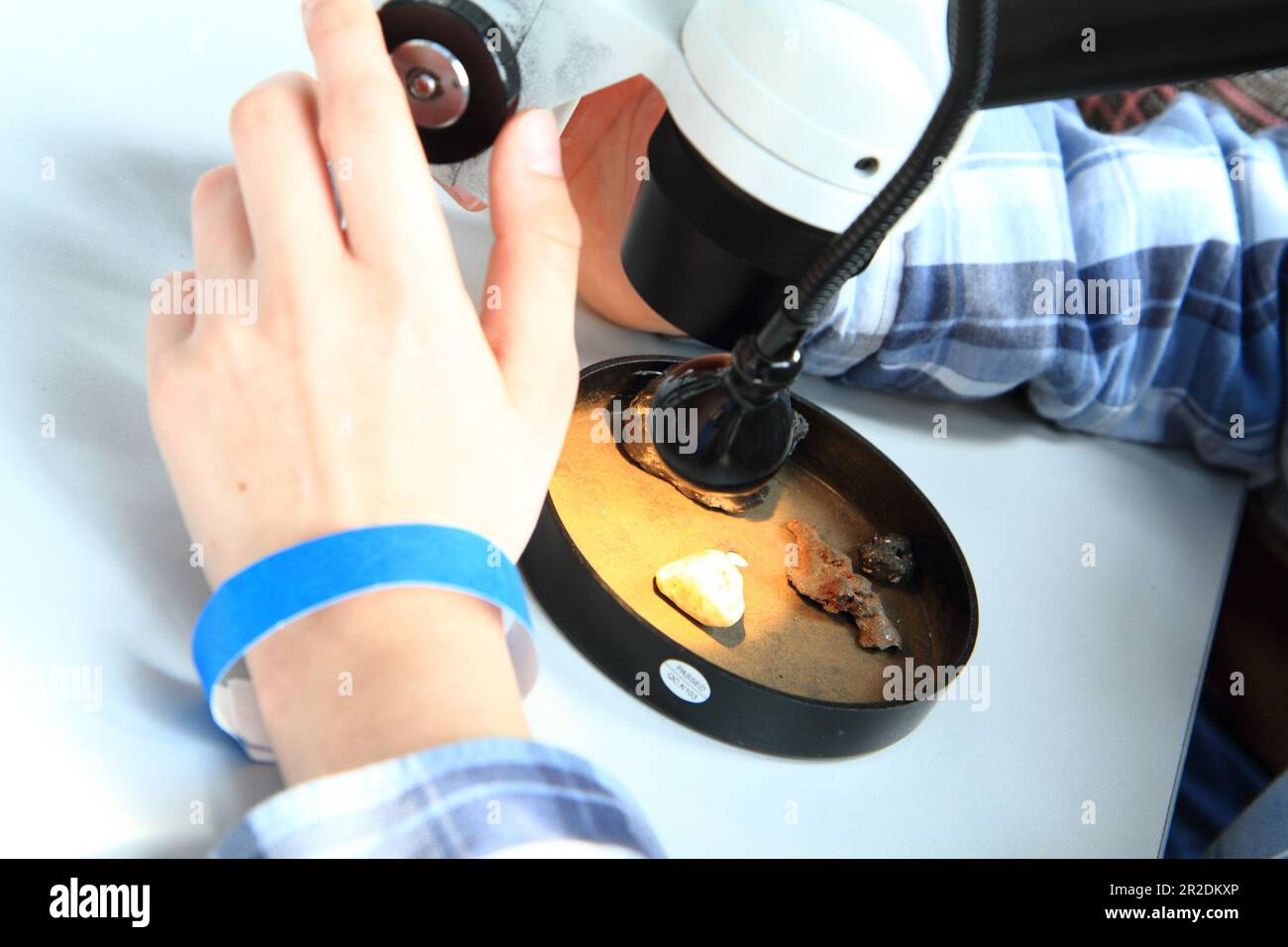 research with microscope as nice science background Stock Photo - Alamy