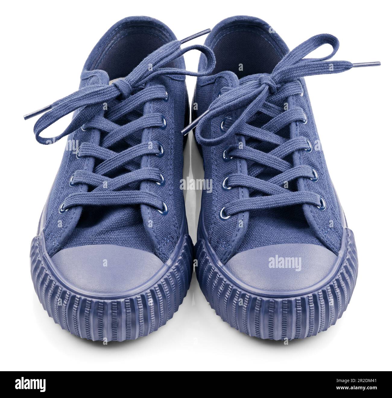 Blue casual sneakers isolated on white background. Front view. Full ...