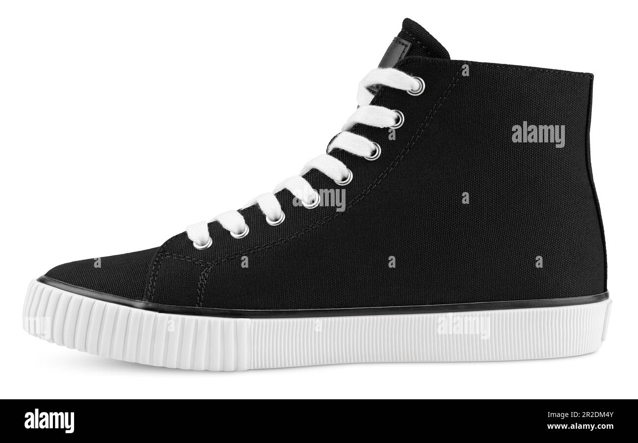 Black casual sneaker isolated on white background with clipping path ...