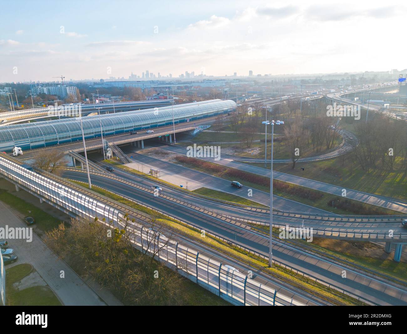 Cargo trains. Aerial view of colorful freight trains. Railway station ...