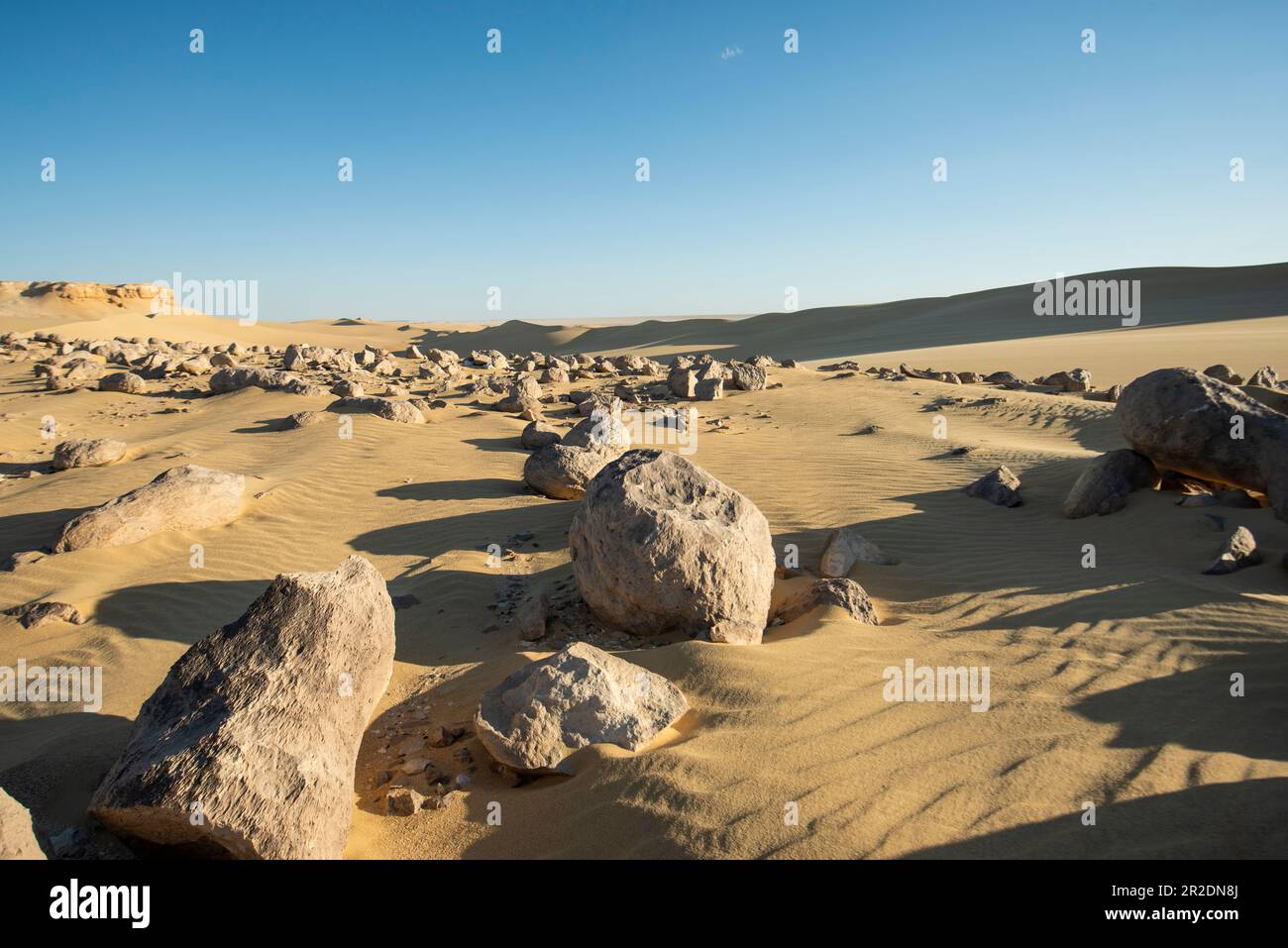 Landscape scenic view of desolate barren western desert in Egypt with ...