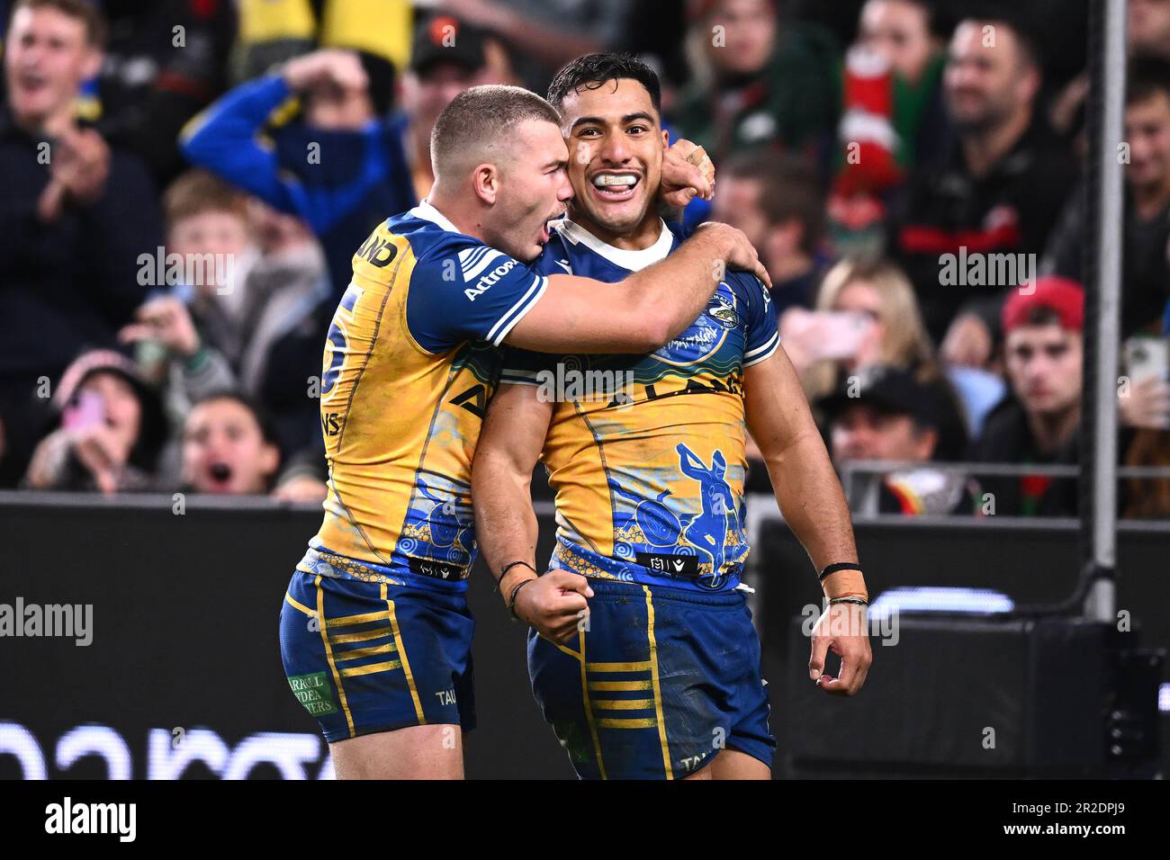 Will Penisini of the Eels (right) celebrates with Brendan Hands after ...