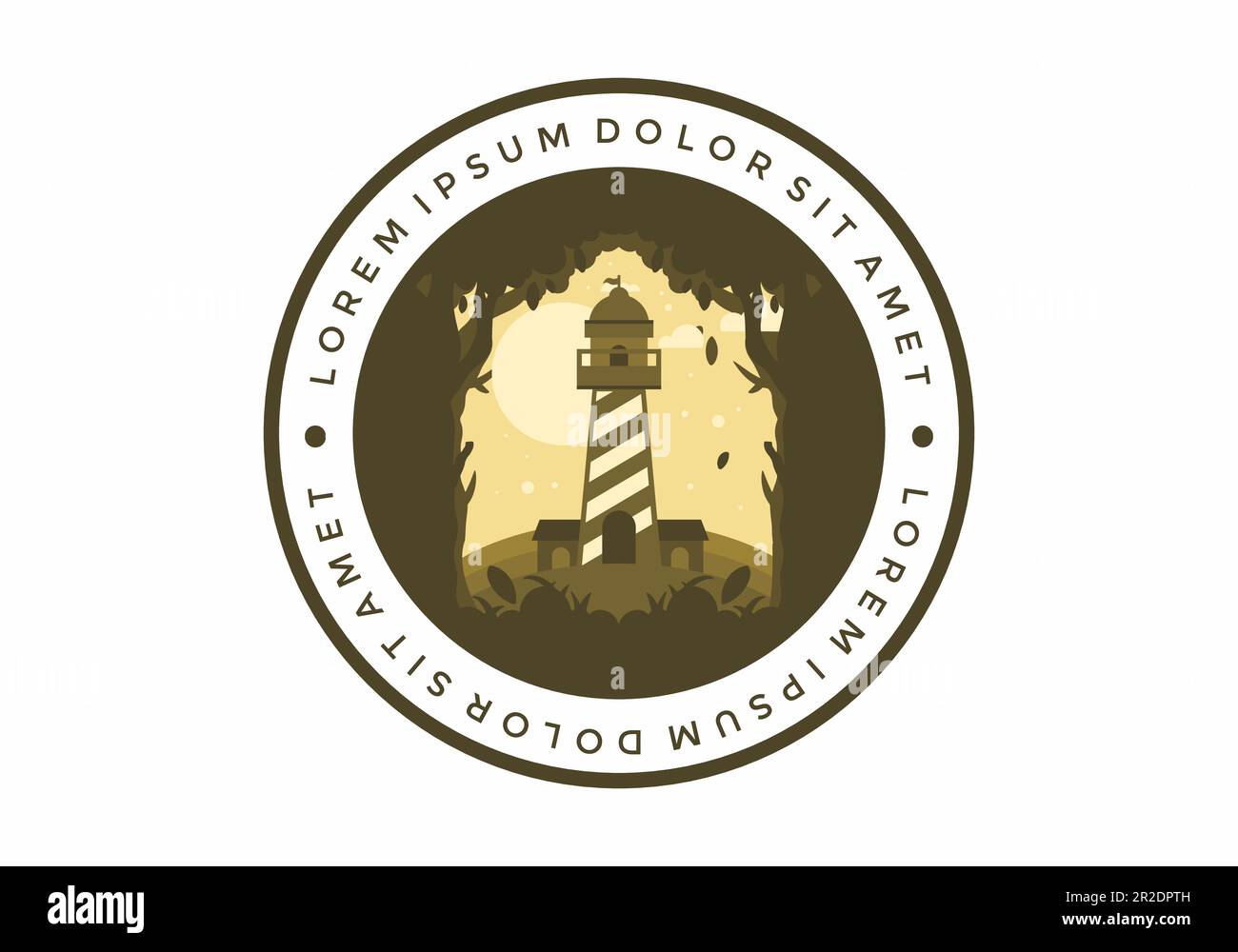 Colorful flat illustration design of lighthouse in the forest Stock ...