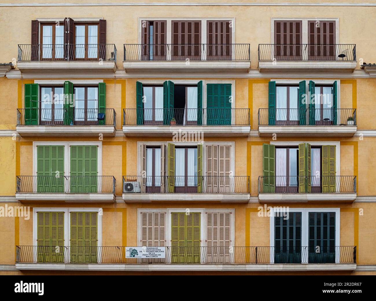 Palma, Majorca, Spain - May 13th 2023: Building facade showing ...