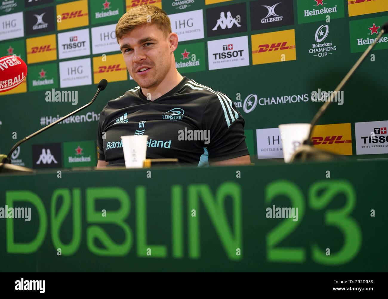 Leinster's Garry Ringrose during a press conference at Aviva Stadium ...
