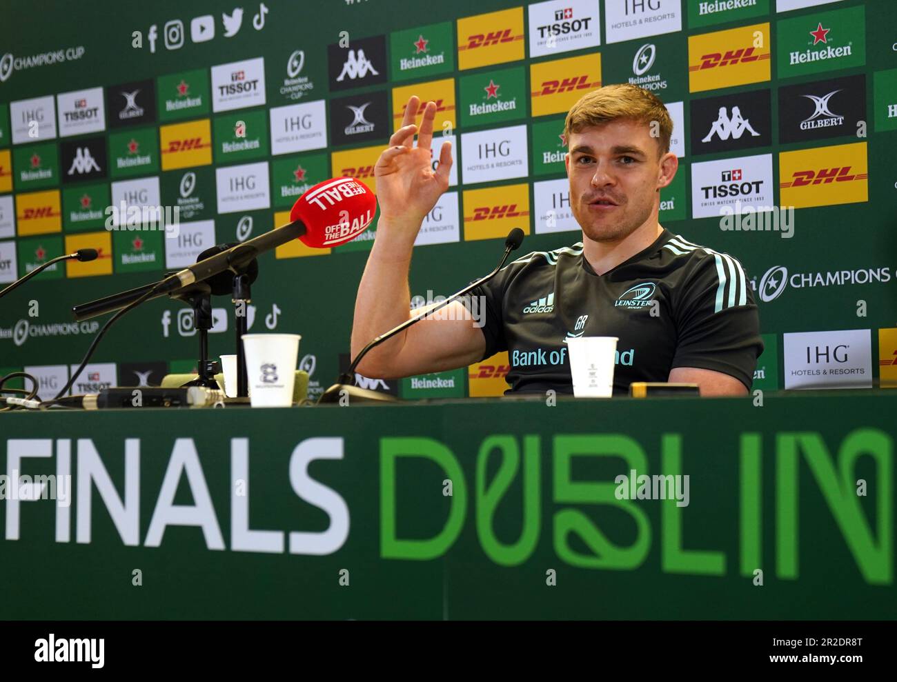 Leinster's Garry Ringrose during a press conference at Aviva Stadium ...