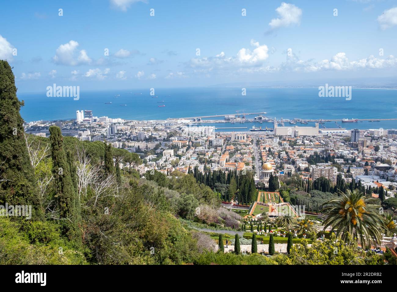 The cityscape of Haifa city and metropolitan area. Panoramic view of ...