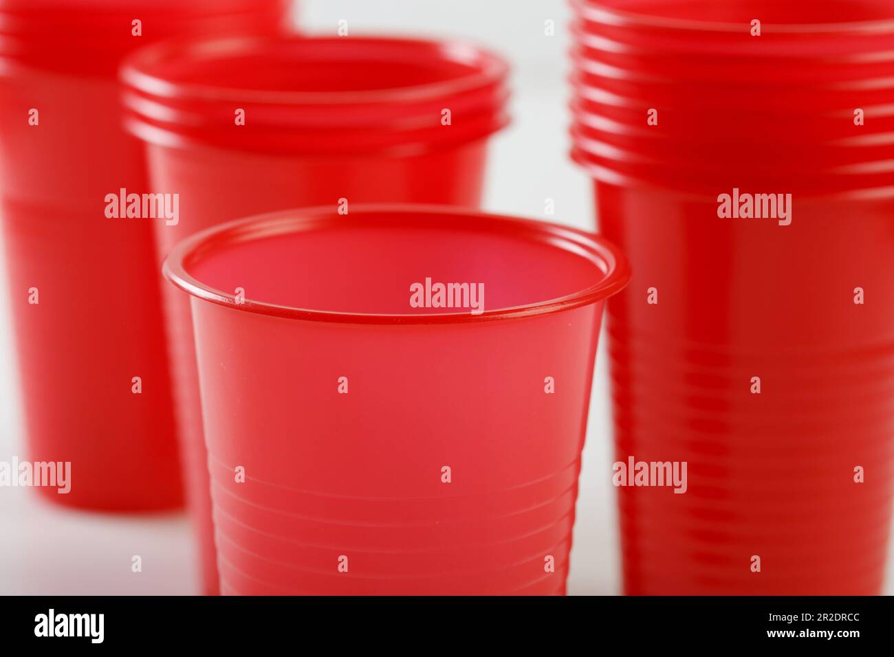 red disposable plastic glasses Stock Photo - Alamy