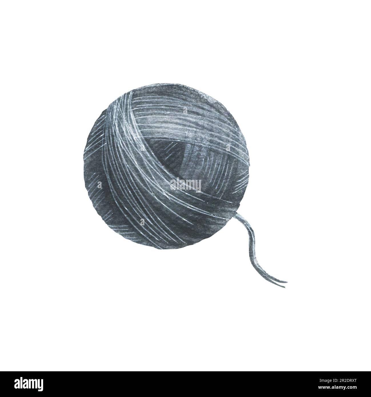 Ball of thread, yarn of grey colors. Watercolor illustration. Isolated ...
