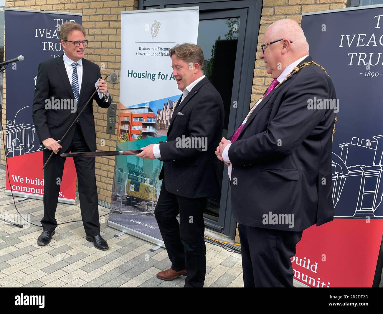 Housing Minister Darragh O'Brien with Rory Guinness, chairman of the ...