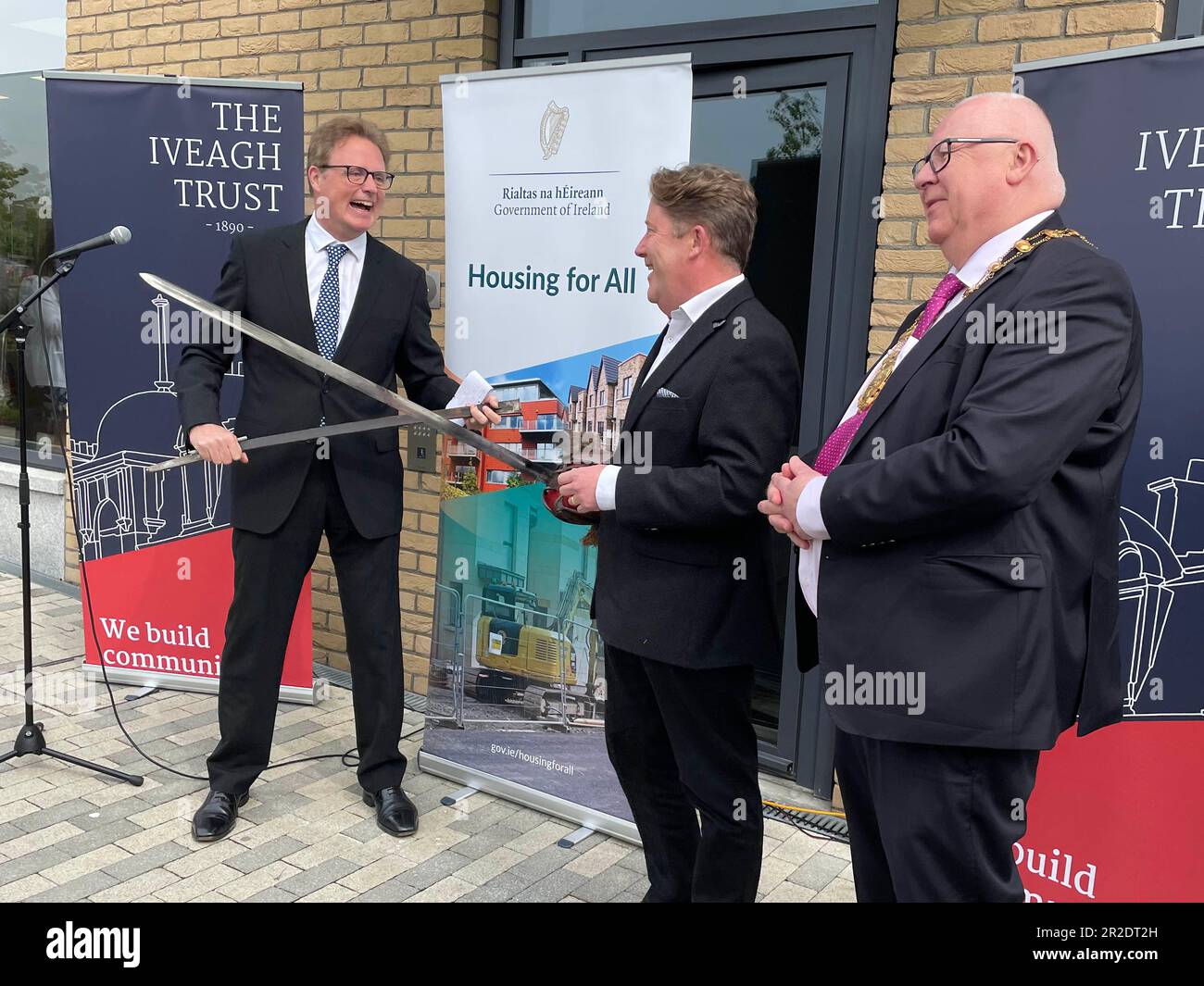 Housing Minister Darragh O'Brien with Rory Guinness, chairman of the ...