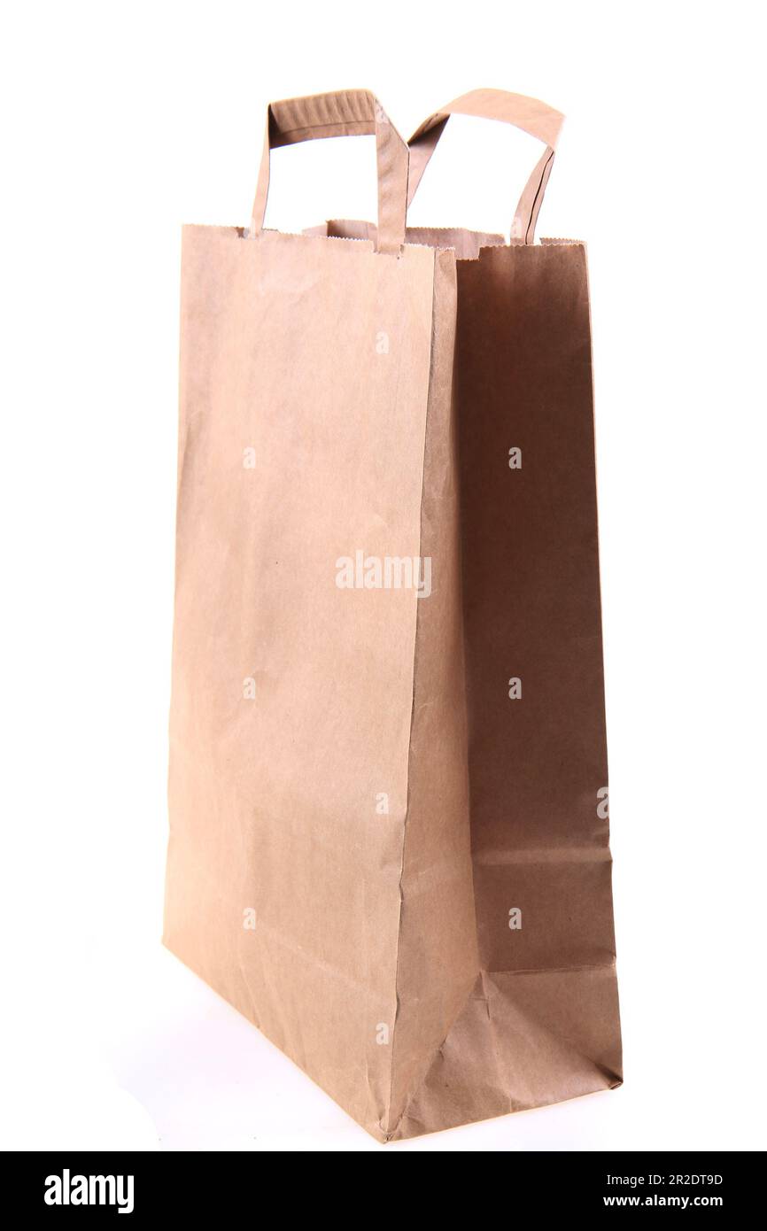 empty paper bag isolated on the white background Stock Photo - Alamy