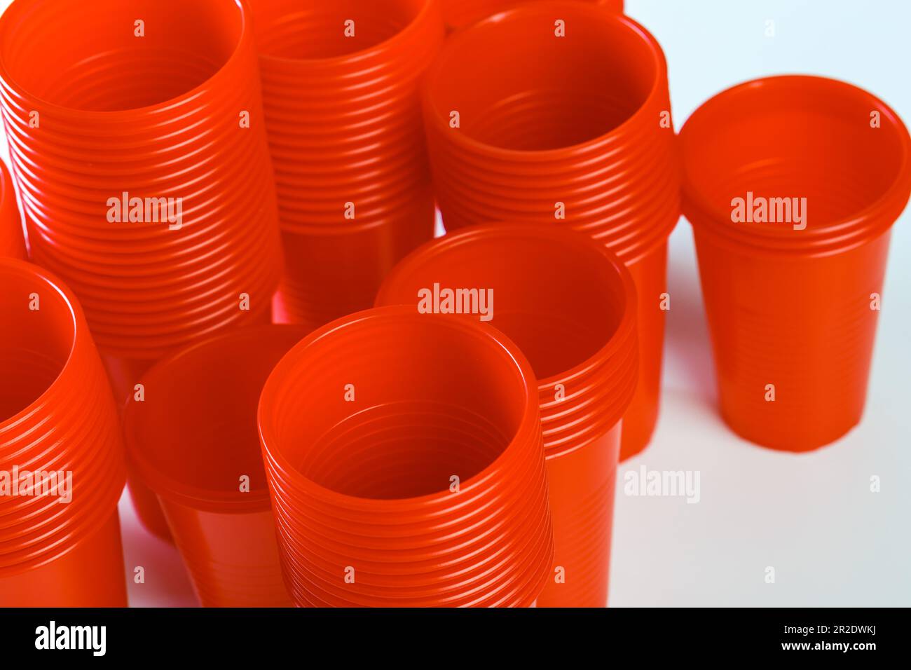 red disposable plastic glasses Stock Photo - Alamy