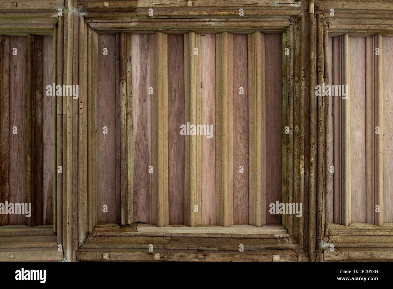 Restored abbey ceiling with a mixture of new and old timber wood ...