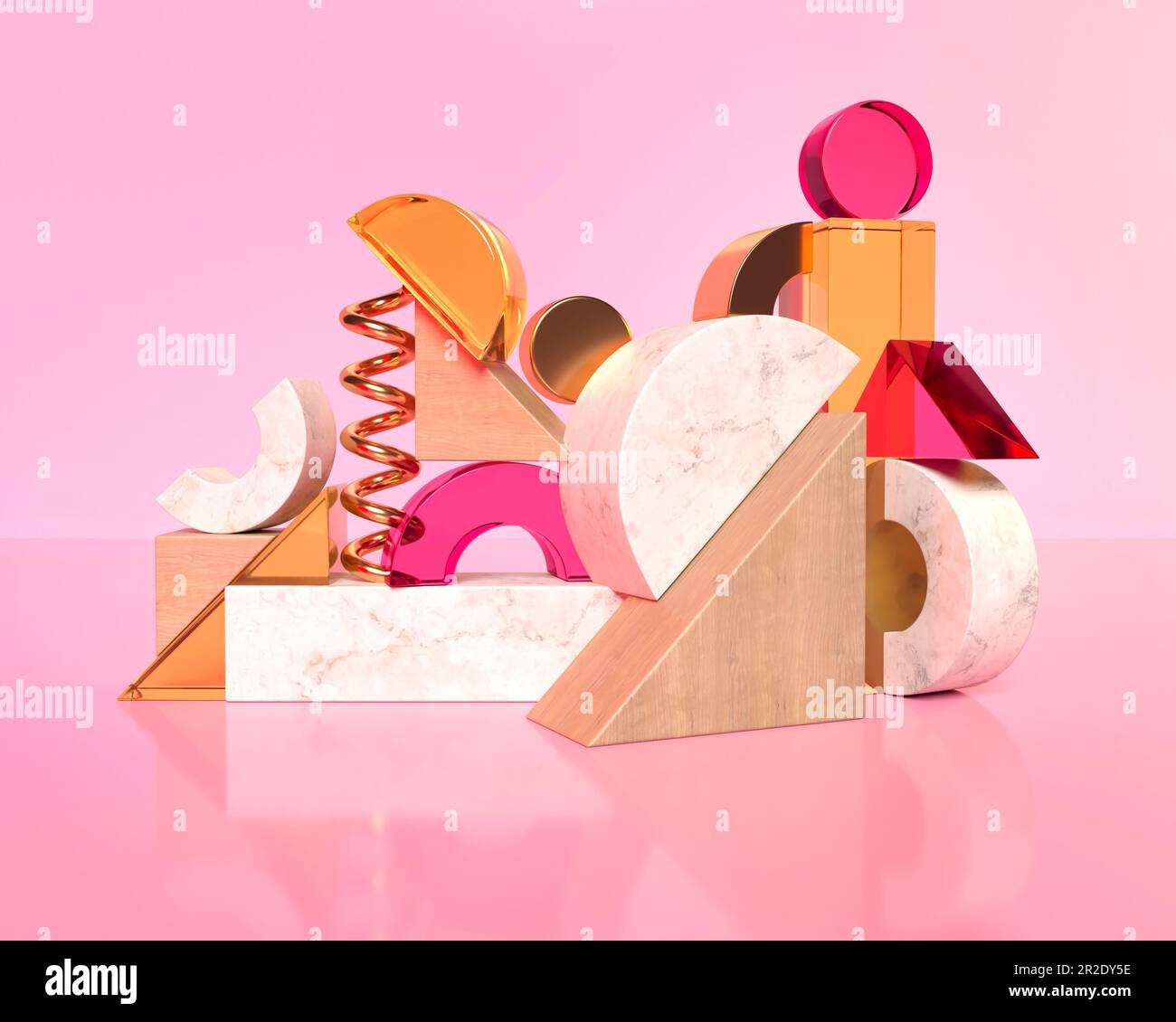 Textured volumetric forms - colored geometric shapes 3d illustration ...